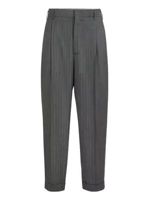 Brunello Cucinelli Striped-pattern Double-pleats Trousers - Grey