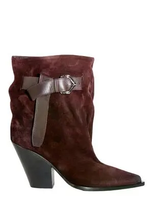CHUCKIES Buckle Strap Pointed Toe Boots - Brown