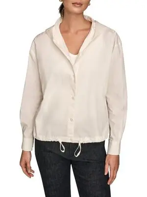 Donna Karan New York Hooded Button-up Shirt - Cream