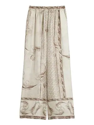 Max Mara Printed Silk Trousers - Ivory