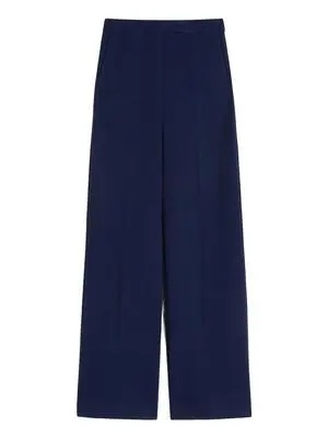 Max Mara Wool Piqué Wide-leg Trousers - China Blue