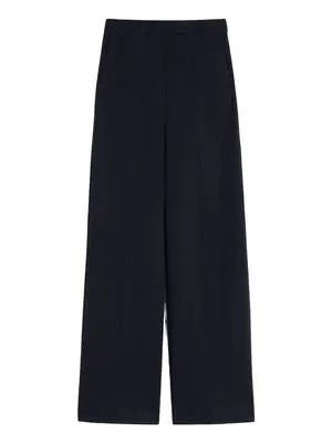 Max Mara Wool Piqué Wide Leg Trousers - Ultramarine