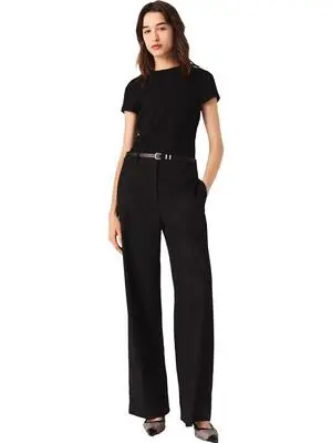 Maje Striped Suit Trousers With Rhinestone Details - Black