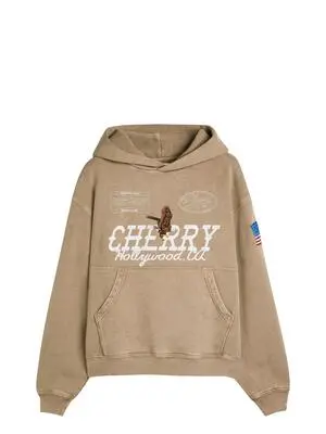 CHERRY LOS ANGELES Hollywood Logo Hooded Cotton Sweatshirt - Tan