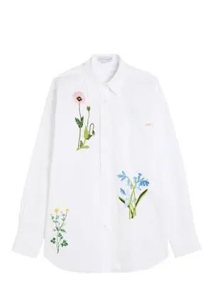 Stella McCartney Floral-embroidered Cotton-poplin Shirt - White