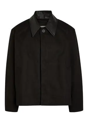 Studio Nicholson Dover Leather-collar Canvas Barn Jacket - Black