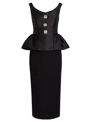 Roland Mouret Taffeta And Crepe Midi Dress - Black