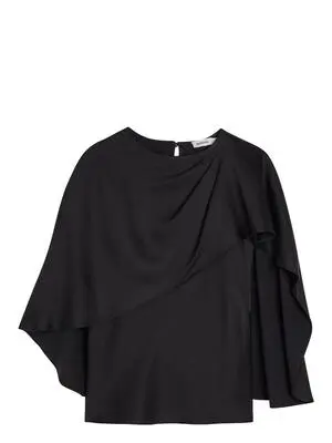 Simkhai Cape-effect Satin Top - Black