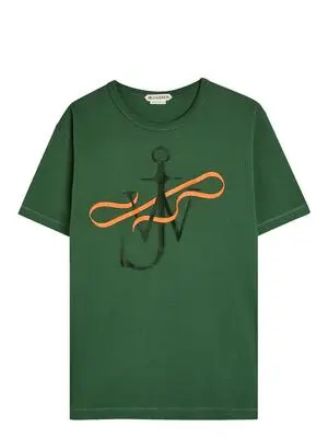 JW Anderson Ribbon Anchor Embroidered Cotton T-shirt - Green