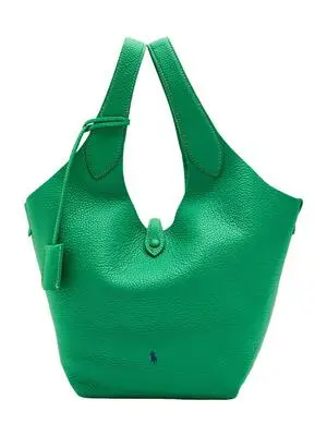 Polo Ralph Lauren Player Medium Grained Leather Tote Bag - Green