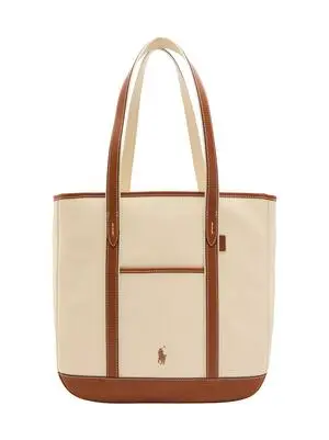 Polo Ralph Lauren Leather-trimmed Canvas Tote Bag - Ecru