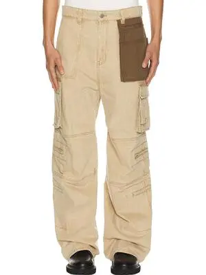 We11Done Washed Cargo Trousers - Beige