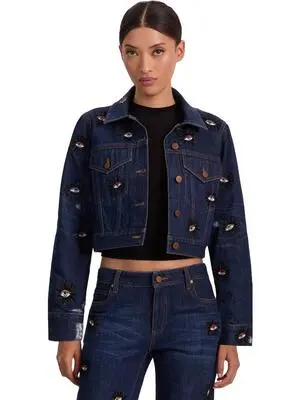 Alice + Olivia Chloe Embellished Jacket - Denim