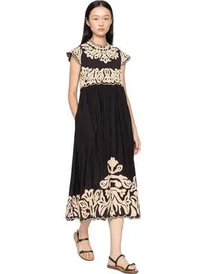 Sea Alexandra Embroidered Midi Dress - Black