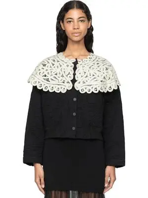 Sea Adelina Cropped Lace Jacket - Black
