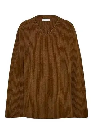 FERRAGAMO Cashmere Blend Knit Cape - Natural