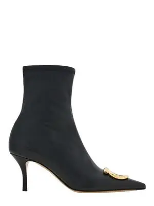 FERRAGAMO Pointed Ankle Boot With Gancini Buckle - Black
