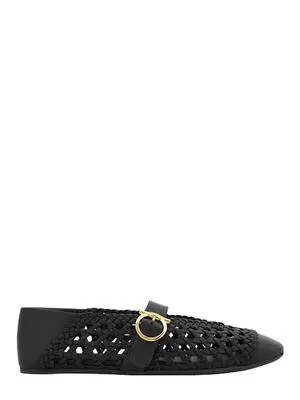 FERRAGAMO Gancini Buckle Ballet Flat - Black