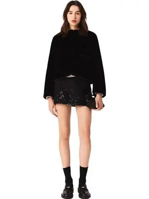 Maje Short Faux Fur Coat - Black