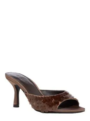 Aqua Shely Sequin Mules Chocolate