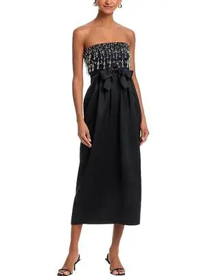 Cinq À Sept Layered Gemstone Midi Dress - Black