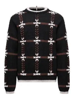 Moncler Embroidered Wool Blend Sweater - Black