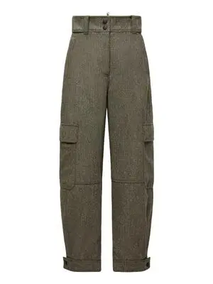 Moncler Wool Gabardine Cargo Pants - Green