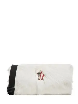 Moncler Shearling Handwarmer & Pouch - White
