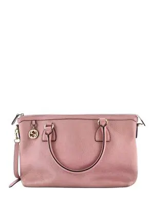 Gucci Lady Dollar Zip Convertible Leather Tote Bag - Pink