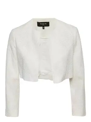 Paule Ka Cotton Broderie Anglaise Crop Jacket - White