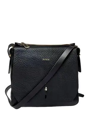 Furla Leather And Suede Messenger Bag - Black