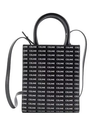 Celine Vertical Cabas All Over Logo Print Mini Tote - Black