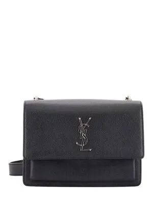 Saint Laurent Sunset Satchel Medium Crossbody Bag - Black