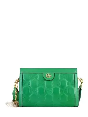 Gucci Gg Matelassé Leather Small Shoulder Bag - Green