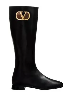 Valentino Garavani Vlogo Signature Leather Boots - Black
