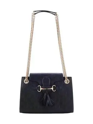 Gucci Emily Chain Flap Sissima Leather Small Shoulder Bag - Black