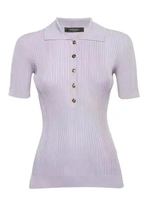 Versace Rib-knit Polo Top - Purple