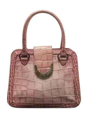 AIGNER Croc Embossed Satchel - Pink