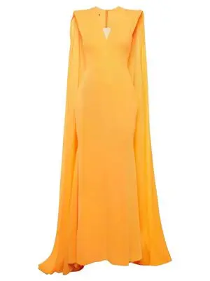 Alex Perry Cape-sleeve Gown - Orange