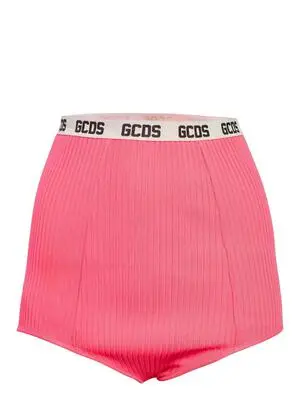 Gcds Ribbed Logo-band Shorts - Pink