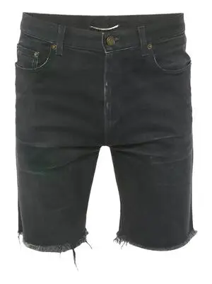 Saint Laurent 2010s Frayed-hem Denim Shorts - Black