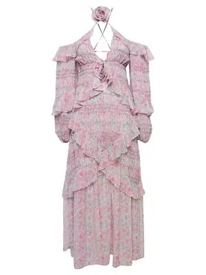 For Love & Lemons Floral-print Ruffle Dress - Pink
