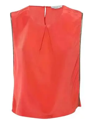 Sandro Metallic-trim Silk Top - Red