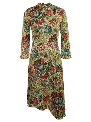 Sandro Floral-print Tie-neck Dress - Green