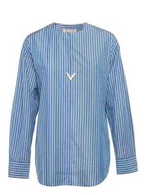 Valentino Garavani Striped Plaque Blouse - Blue