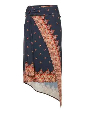 Rabanne Asymmetric Paisley Print Skirt - Blue