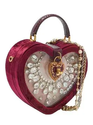 Dolce & Gabbana Heart-shaped Crystal-embellished Tote - Red