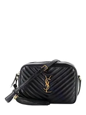 Saint Laurent Lou Camera Matelassé Chevron Leather Small Crossbody Bag - Black