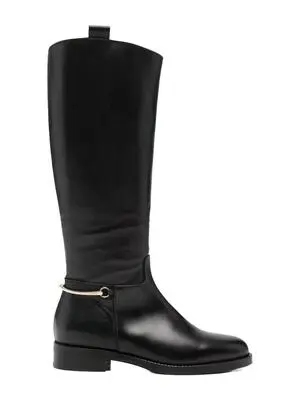 PAOLA PARISI Leather Knee-high Boots - Black