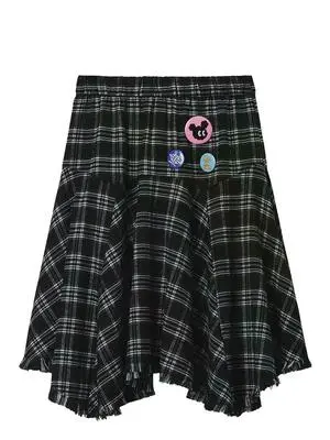 MINI CREAM Plaid Mini Skirt - Black